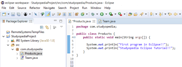 Run First Program in Eclipse - Studyopedia Run First Program in Eclipse - Studyopedia