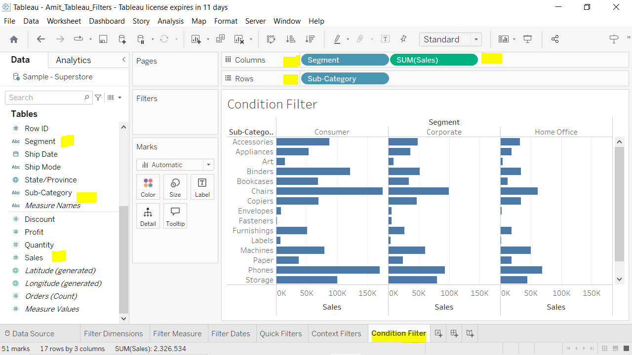 Tableau - Conditional Filters - Studyopedia