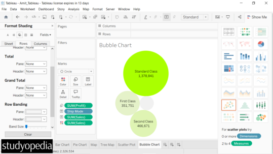Create a Bubble Chart in Tableau - Studyopedia