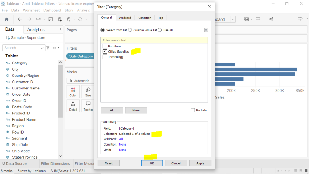 Tableau - Context Filters - Studyopedia